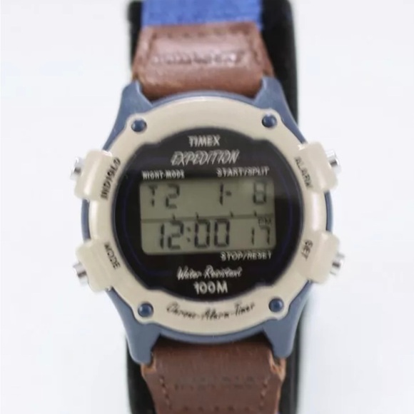 Timex | Accessories | Timex Women Watch Beige Blue Plastic Leather ...